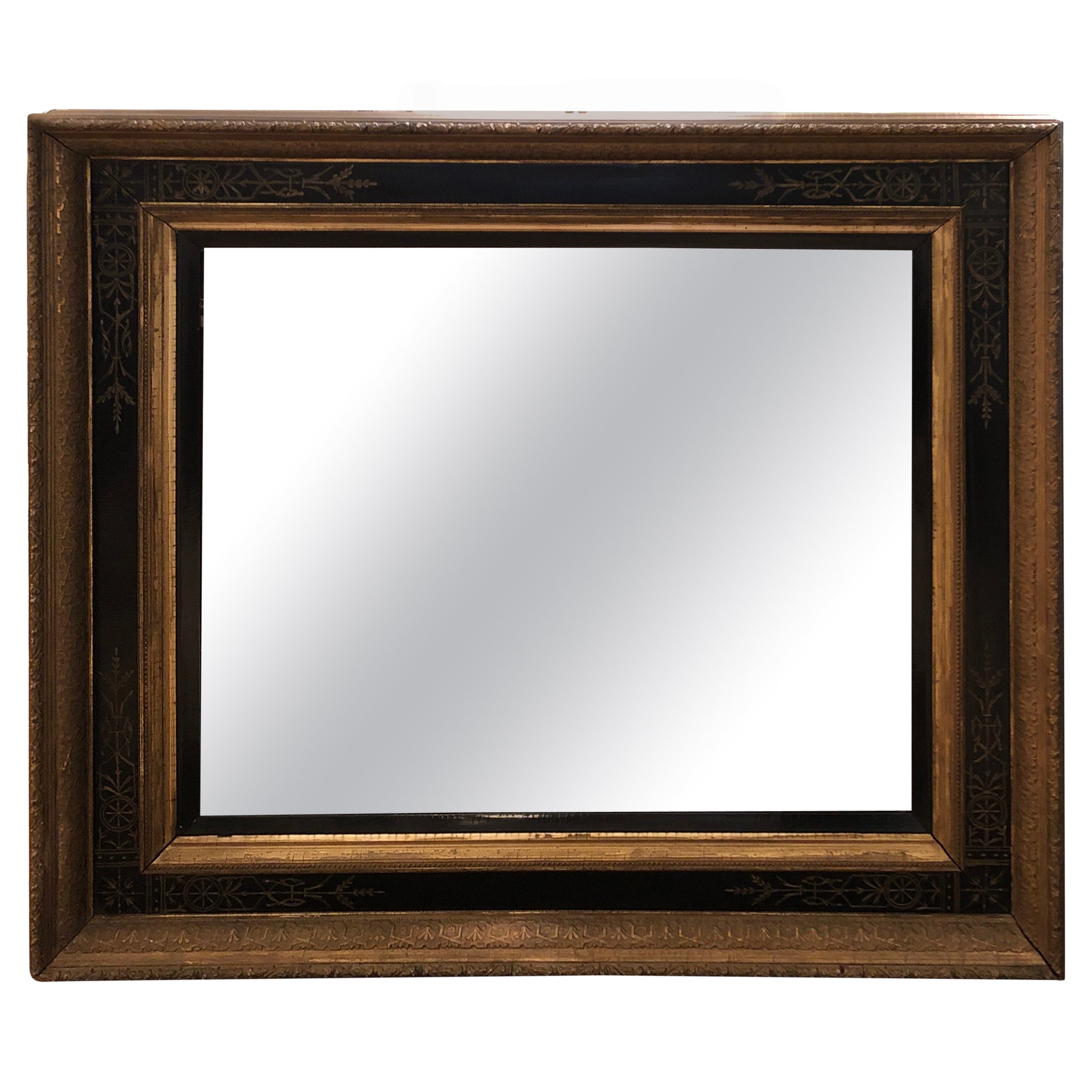 Large Tropical Hardwood Scalloped Rectangular Mirror at 1stDibs