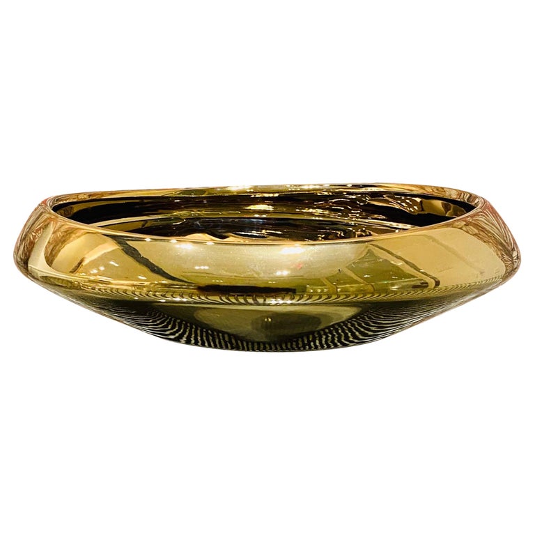 Contemporary Abstract Bowl in Reflective Gold Ceramic at 1stDibs