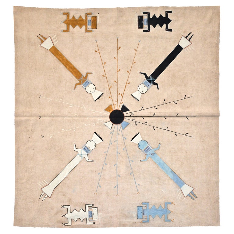 Navajo Picture Writing on Muslin, Four Corn Maidens with Four Lizard ...