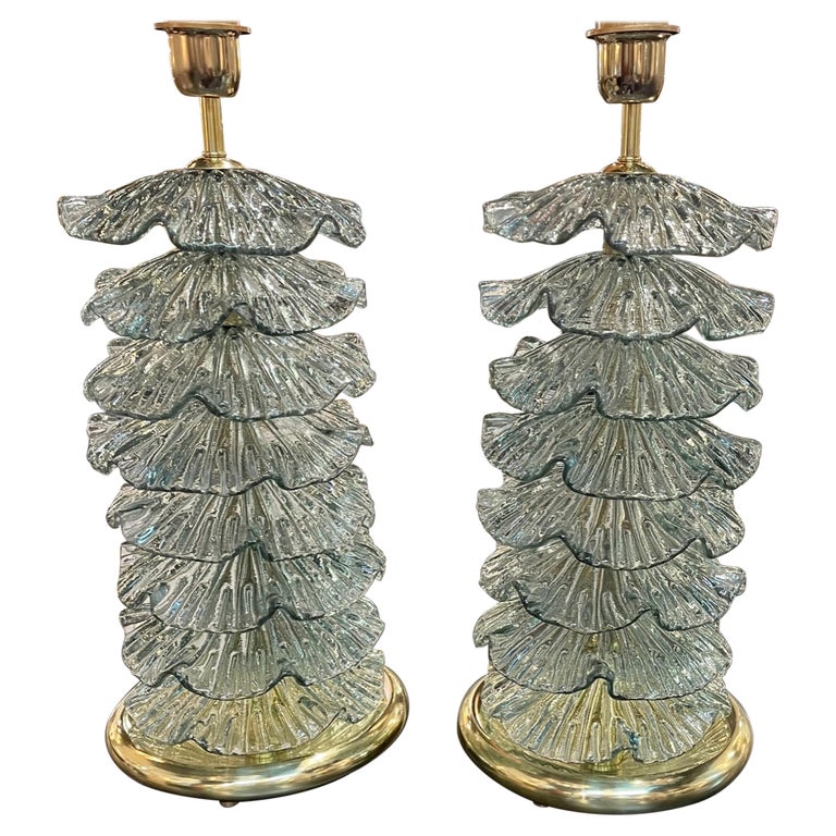 Pair of Modern Murano Ruffle Lamps at 1stDibs