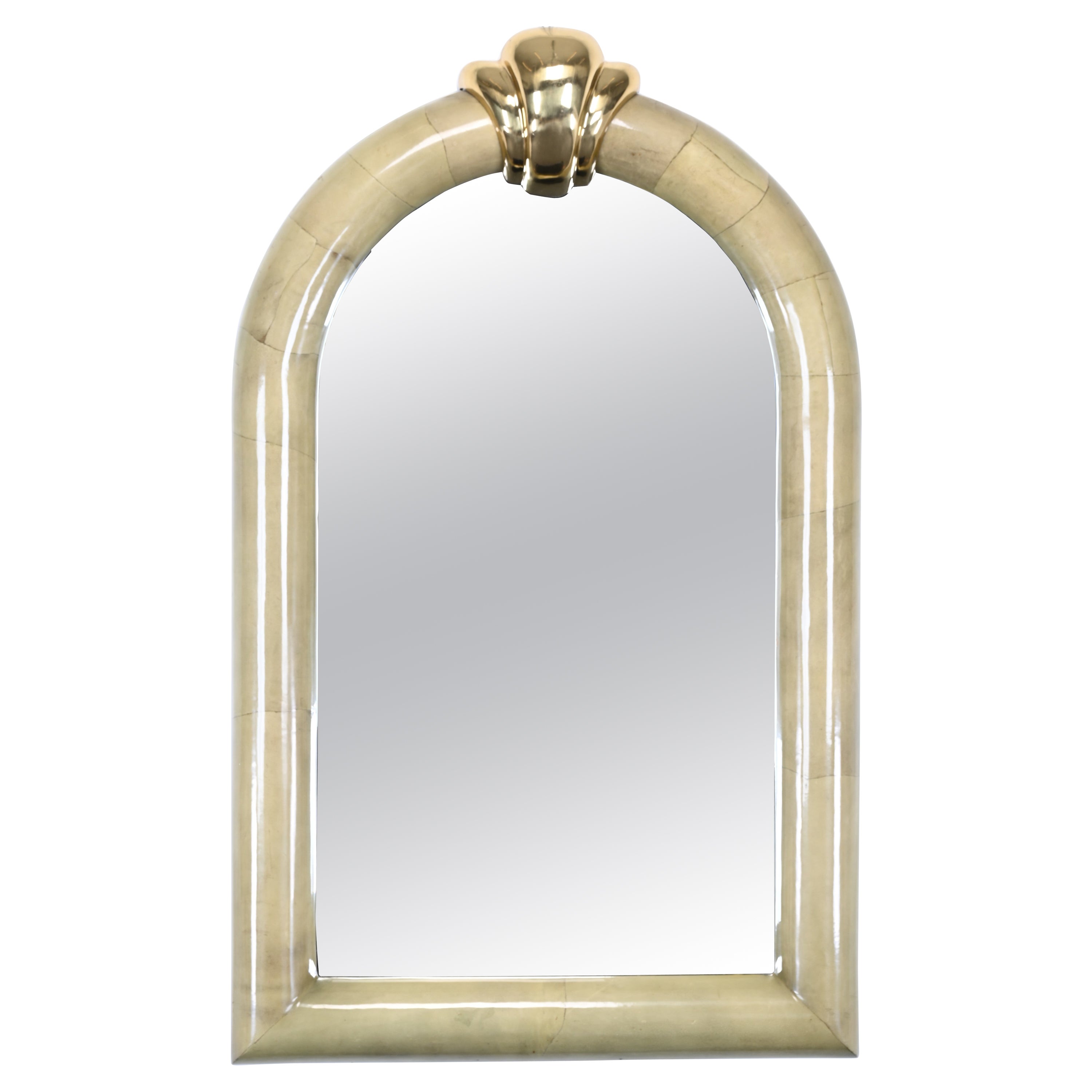 Monumental Bone Veneer Mirror in the style of Karl Springer at 1stDibs