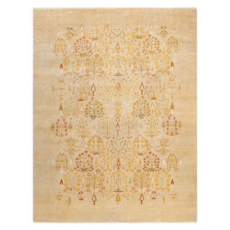 One-of-a-Kind Hand Made Contemporary Eclectic Ivory Area Rug For Sale ...