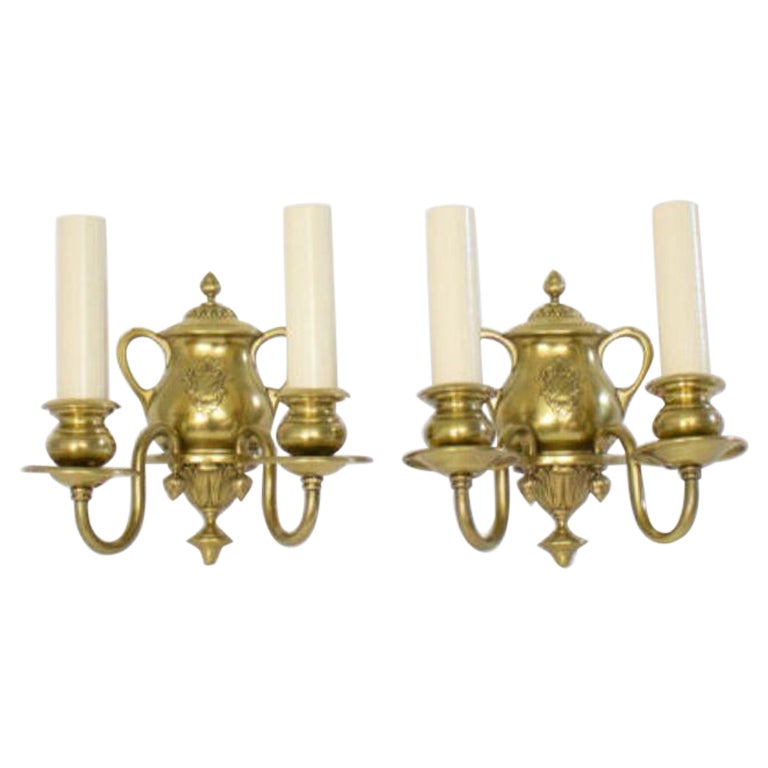 Early 20th Century Traditional E. F. Caldwell Brass Sconces, a Pair For ...