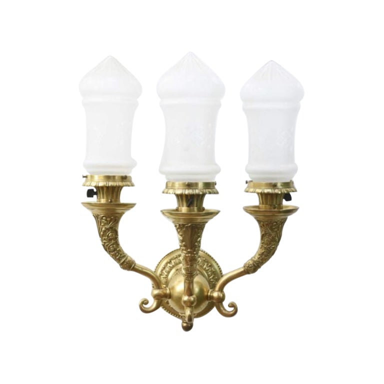 Beaux Art Three Light Sconces For Sale at 1stDibs
