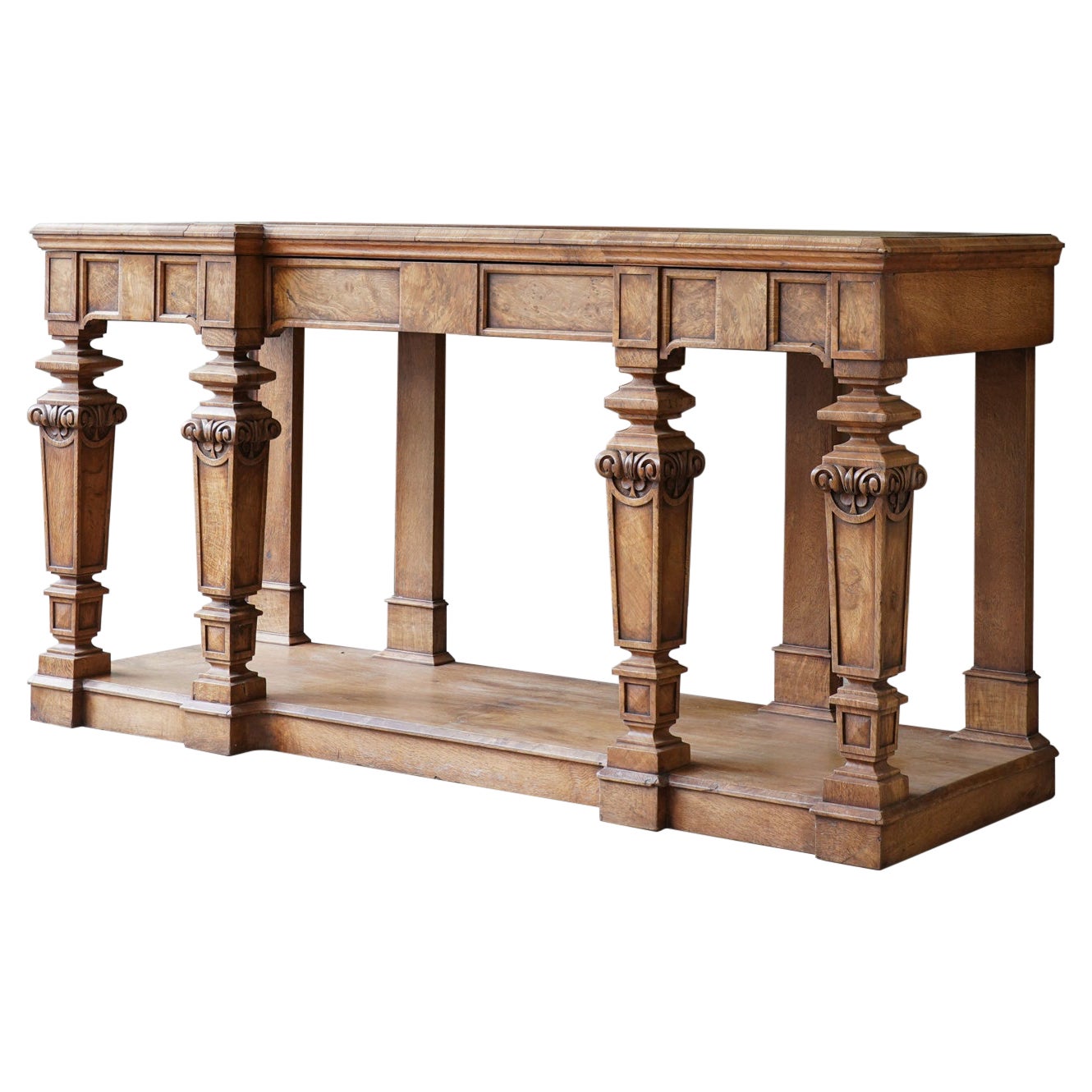 19th Century, Antique Country Emerald Lacquered Rustic Serving Table ...