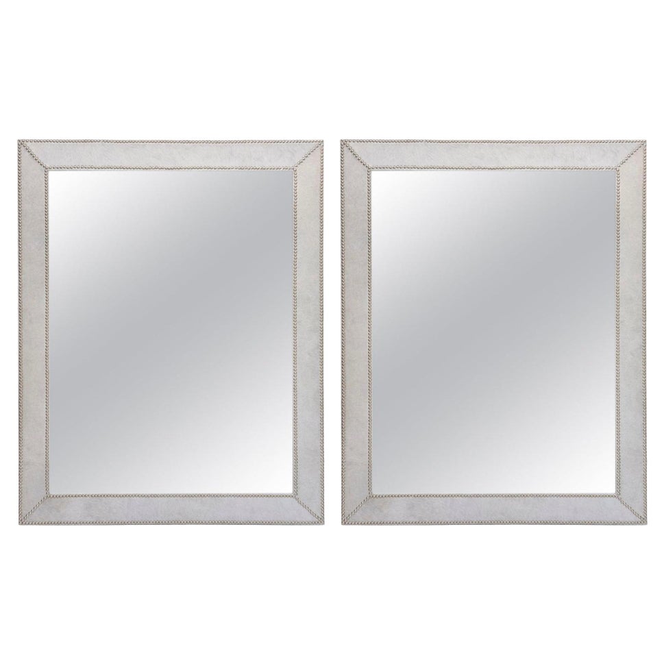 Pair of Custom Round Nickel Mirrors by Adesso Imports For Sale at 1stDibs