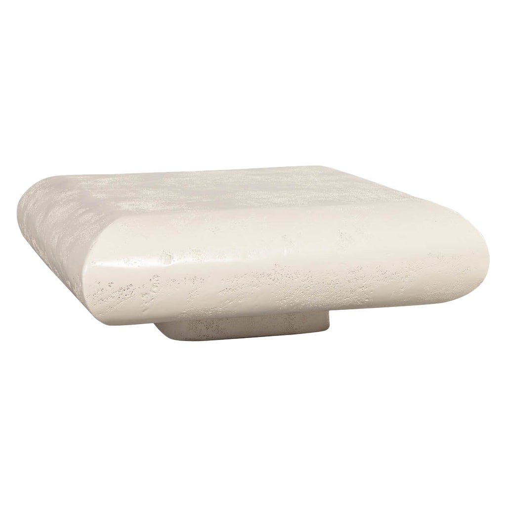Postmodern Square Low Profile Travertine Coffee Table Round Ball Legs ...