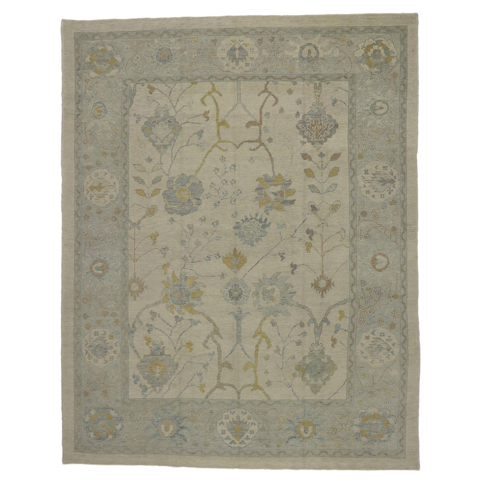 New Contemporary Turkish Oushak Rug with Transitional Style in Neutral ...