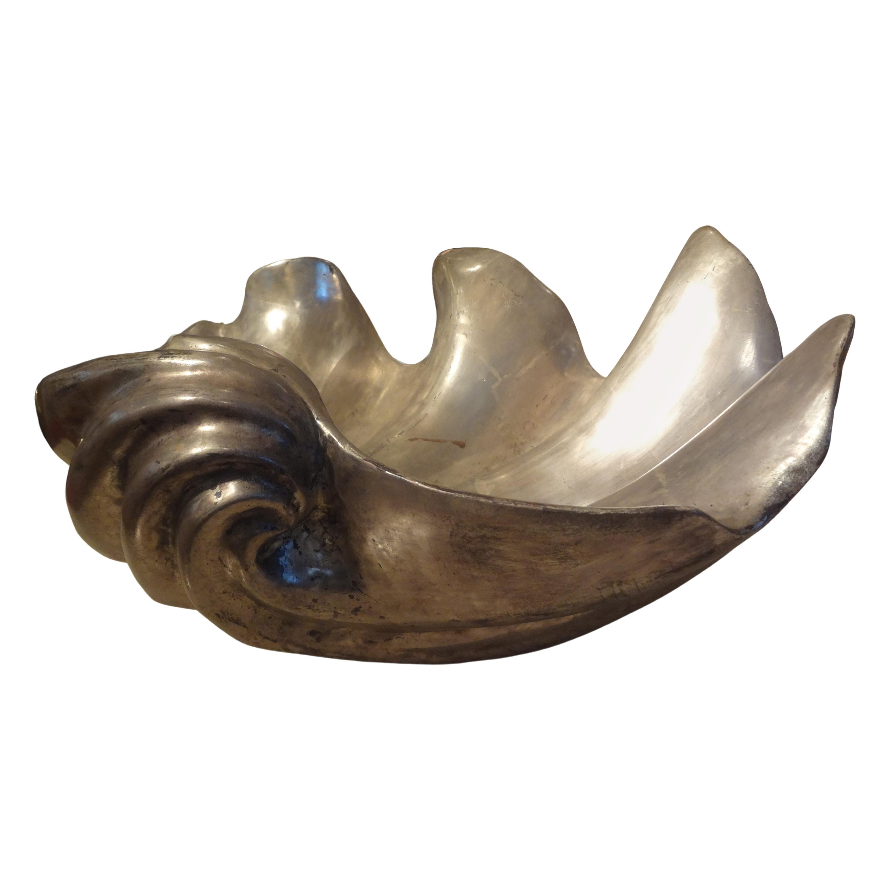 Large Shell Shaped Gold Ceramics Midcentury Bowl, Italy For Sale at 1stDibs