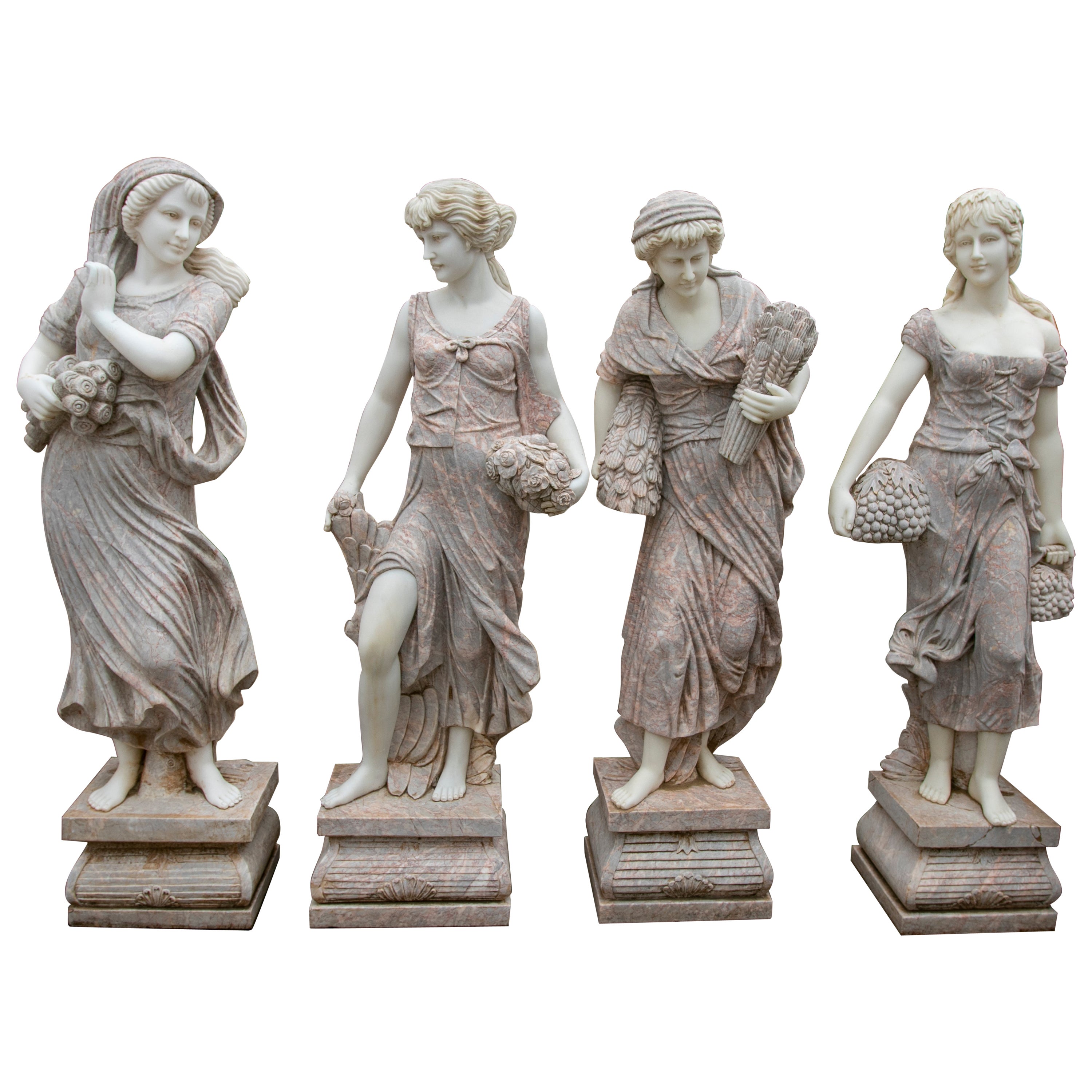 Extraordinary Set of Italian Stone Statues Representing the Four ...
