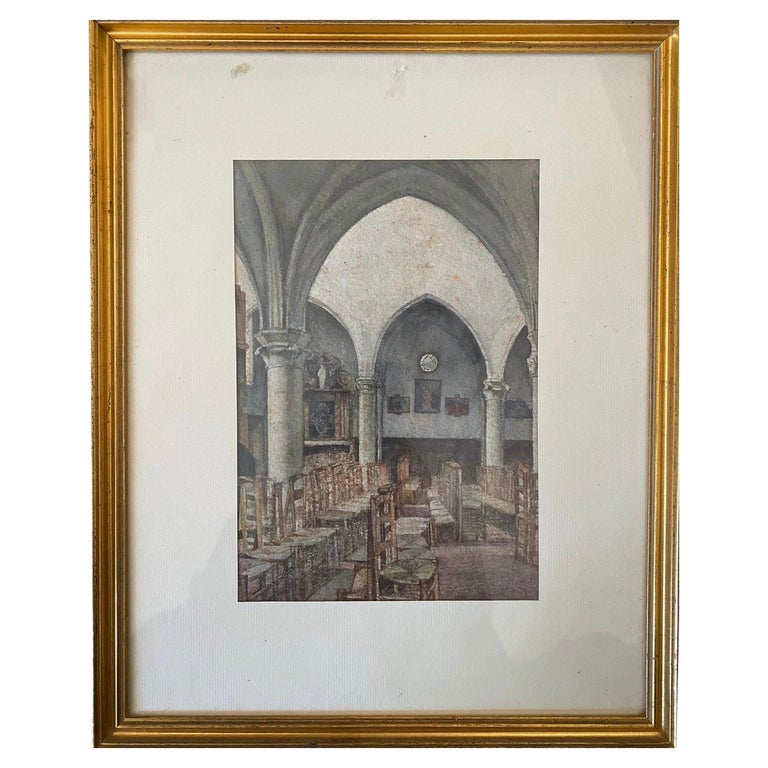 Georges Roussin Church Interior Early 20th Century For Sale at 1stDibs