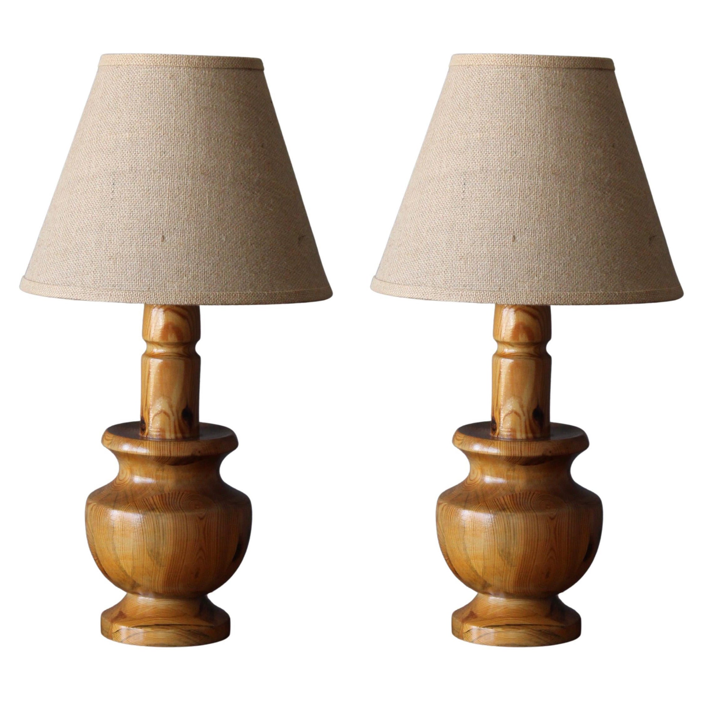 Swedish, Freeform Table Lamp, Solid Pine, Rattan, Sweden, 1960s For ...