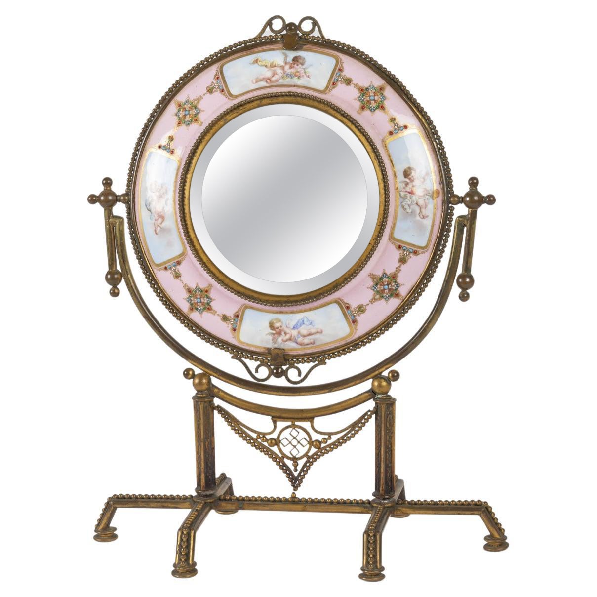 Vintage Elaborate Gold-Plated Bronze Table Mirror at 1stDibs