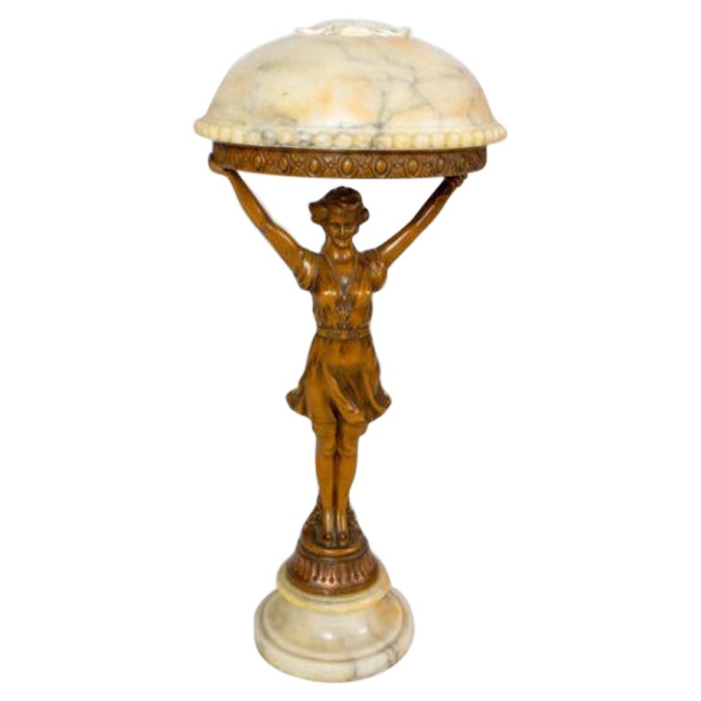 Art Deco Lamp Figurine Lady Holding Colored Globe at 1stDibs | art deco ...