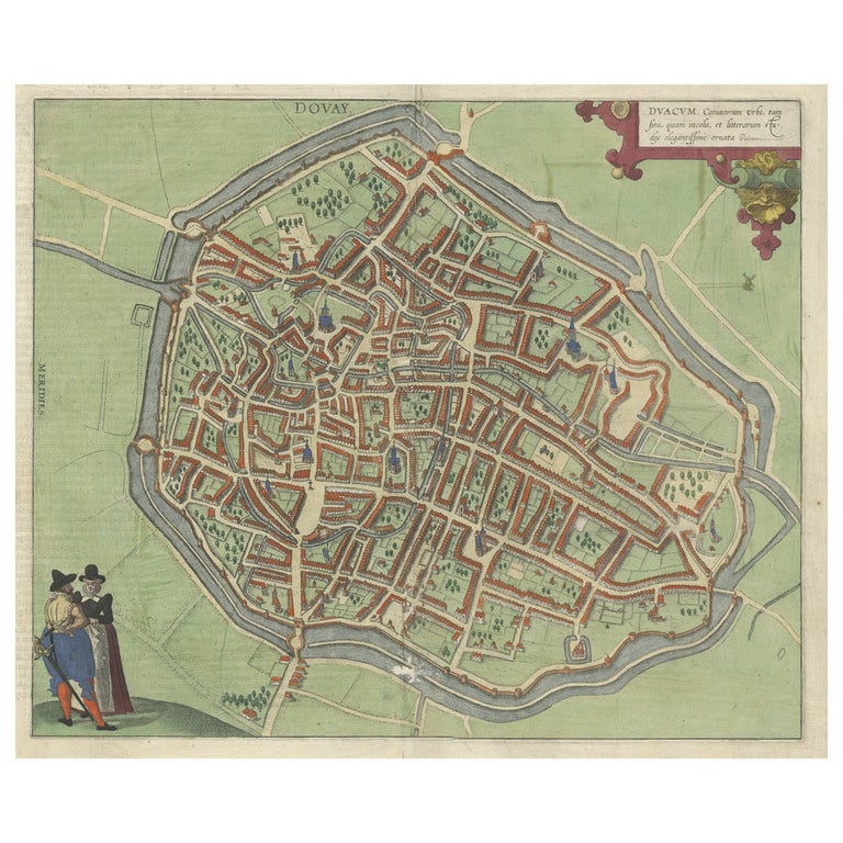 Very Old Original Antique Map of The City of Douai in France, ca.1575 ...