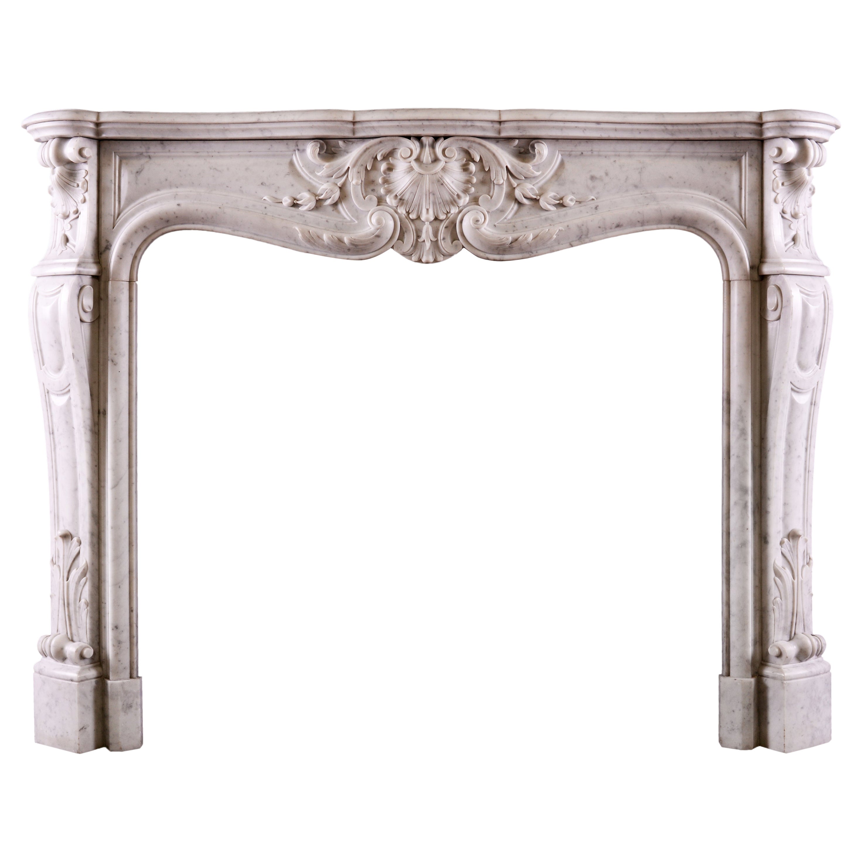 19th Century French Marble Fireplace in the Louis XV Style at 1stDibs