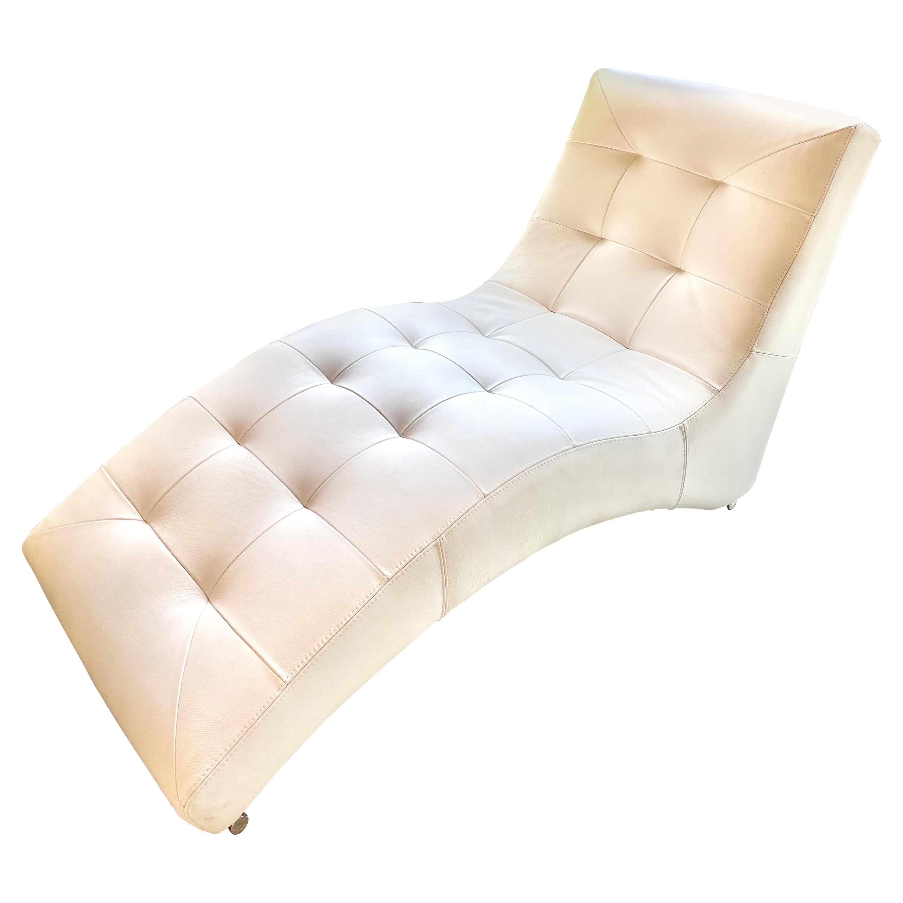 AD Italian Lifestyle "Easy Chaise Lounge in White Leather at 1stDibs