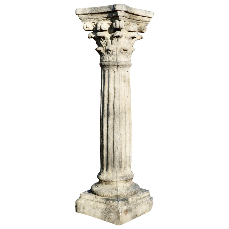 Weathered Cast Stone Classical Corinthian Column Pedestal For Sale at ...