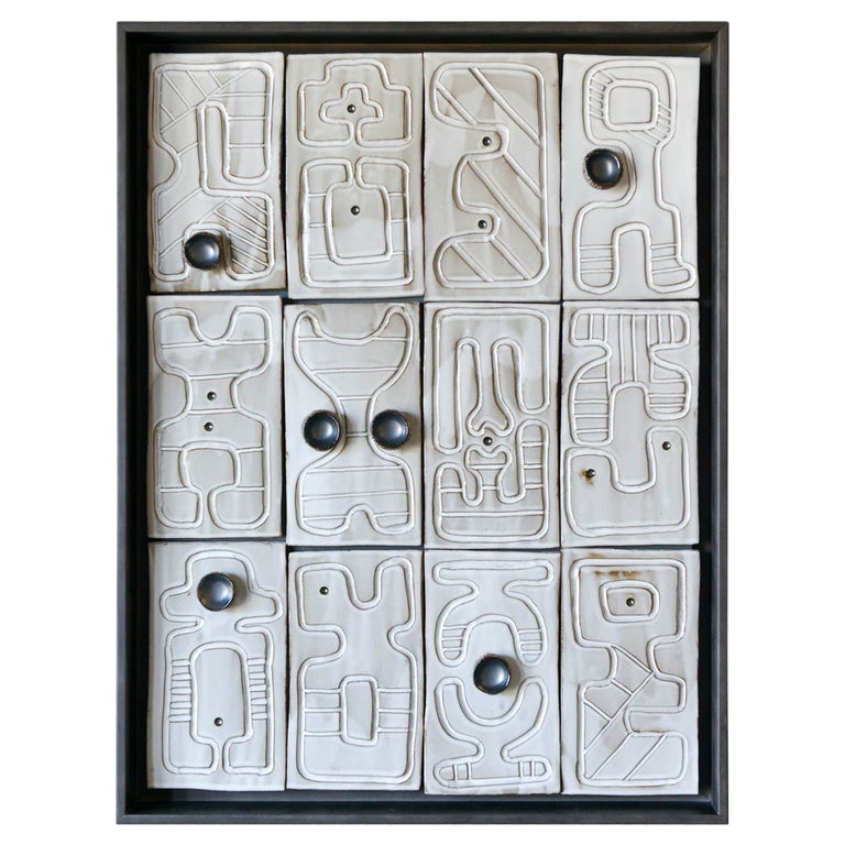 Ceramic Wall Relief by California Artist Adele Martin, 'New Alphabet ...