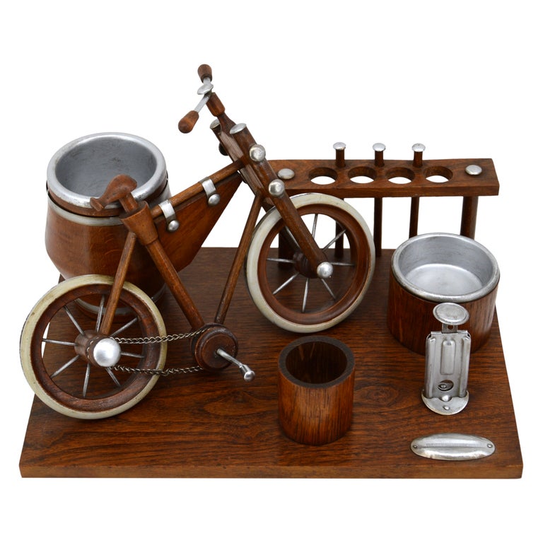 French Art Deco Bike Themed Smoking Set, 1930s For Sale at 1stDibs