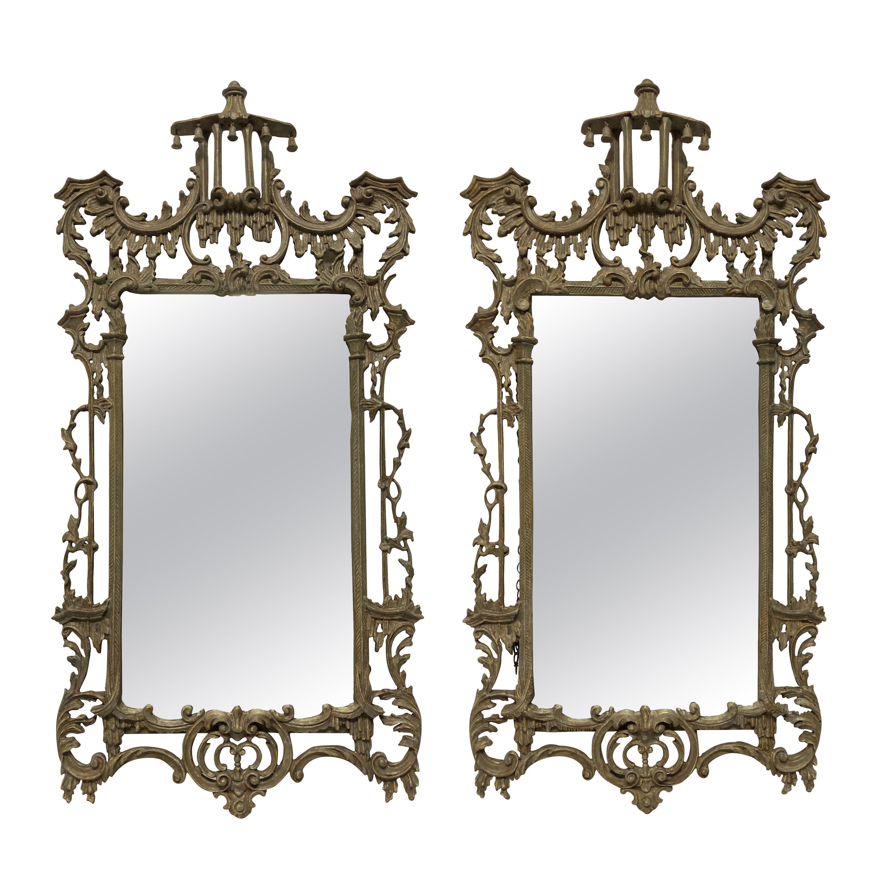 Pair of English Chippendale Revival Mirrors For Sale at 1stDibs