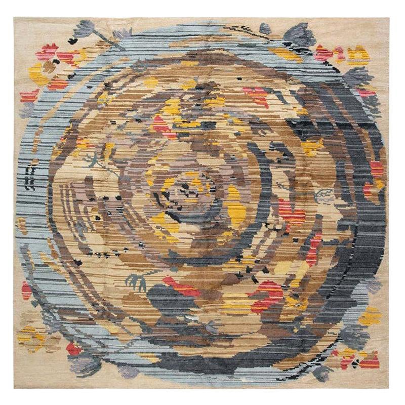 Nice Modern Abstract Design Knotted Rug For Sale at 1stDibs