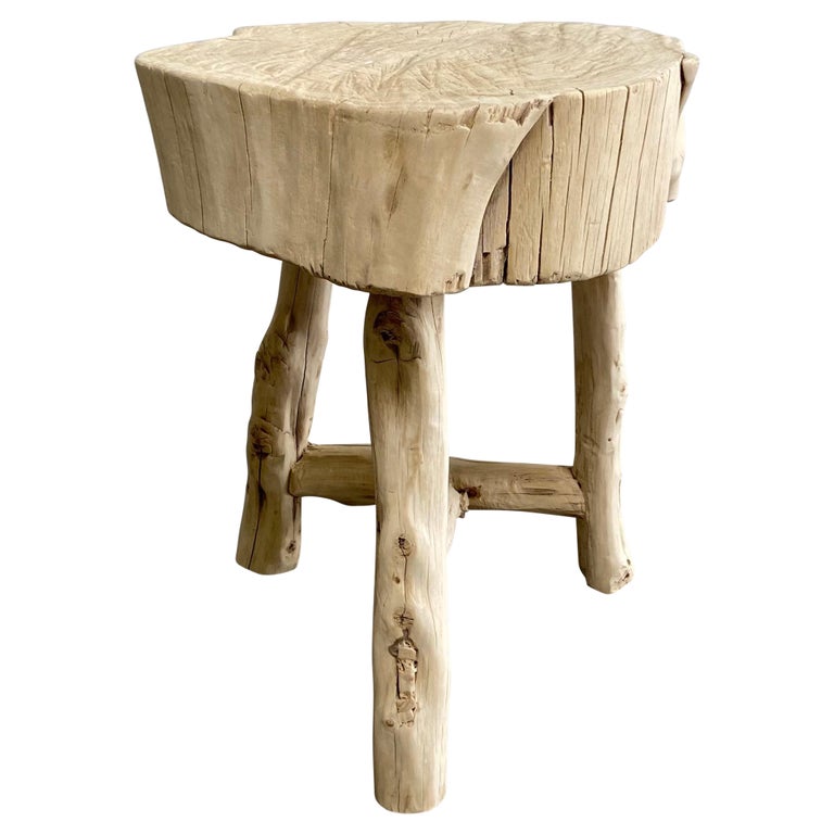 Vintage Rustic Wood Stump Side Table For Sale at 1stDibs