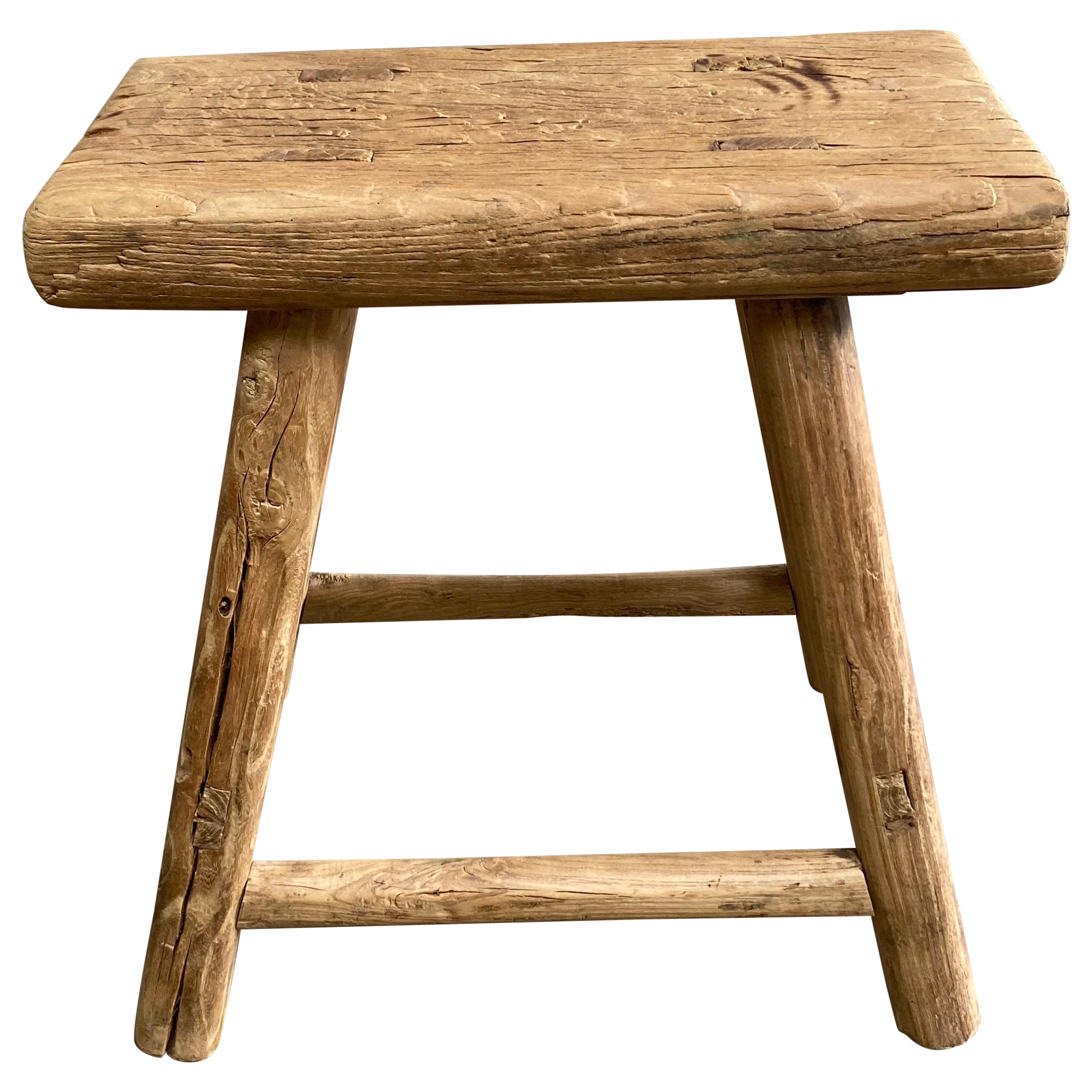 Vintage Elm Wood Stool at 1stDibs | vintage elm stool