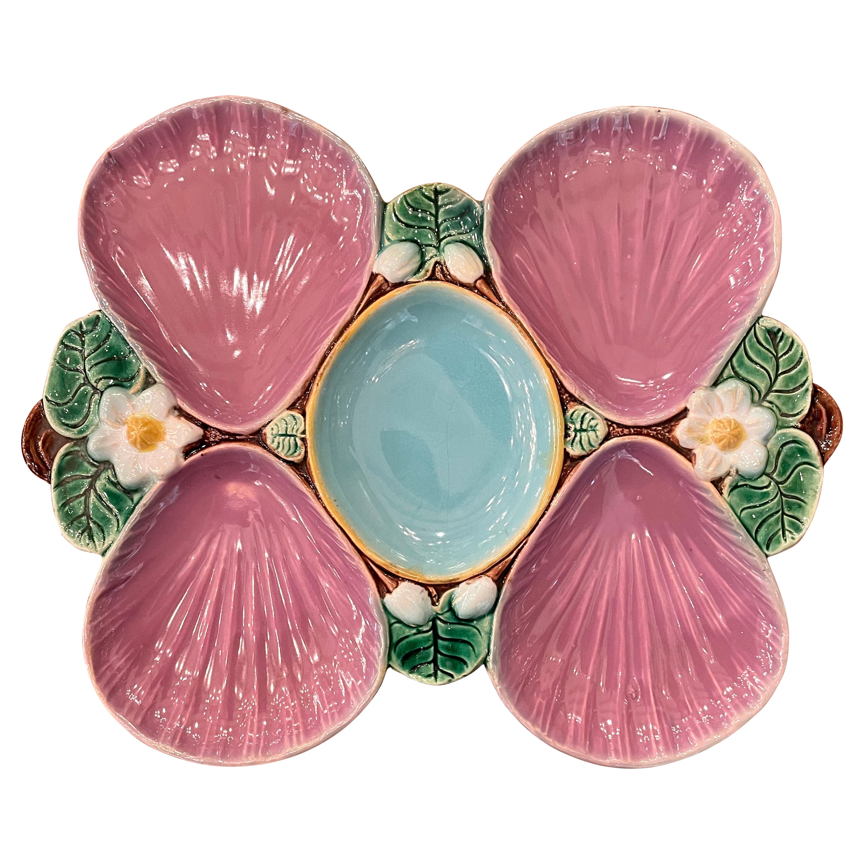 Antique English Art Nouveau Majolica "Shells and Pond Lily" Oyster ...