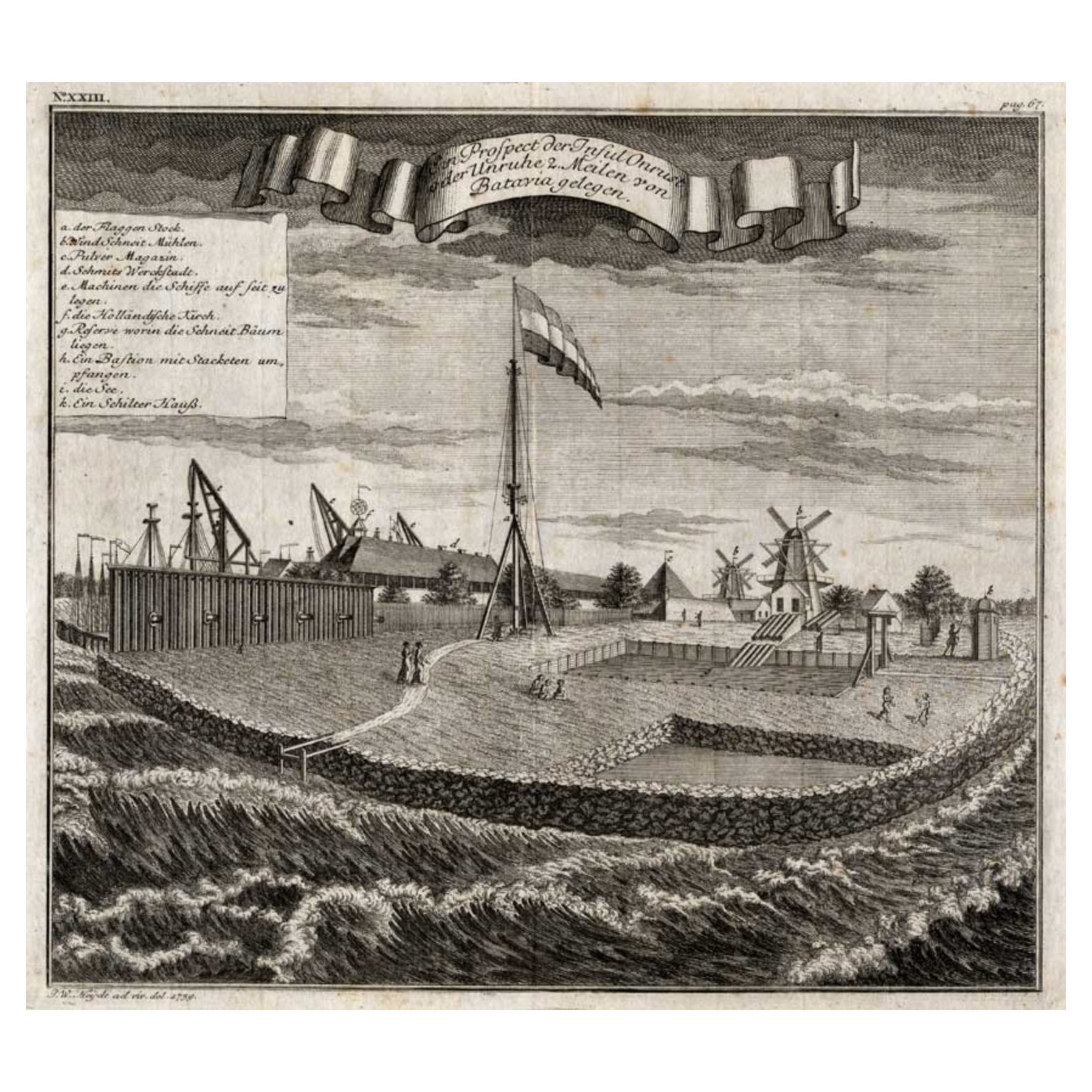 Old Engraving of Batavia 'Jakarta, Indonesia' with Map and Harbour View ...