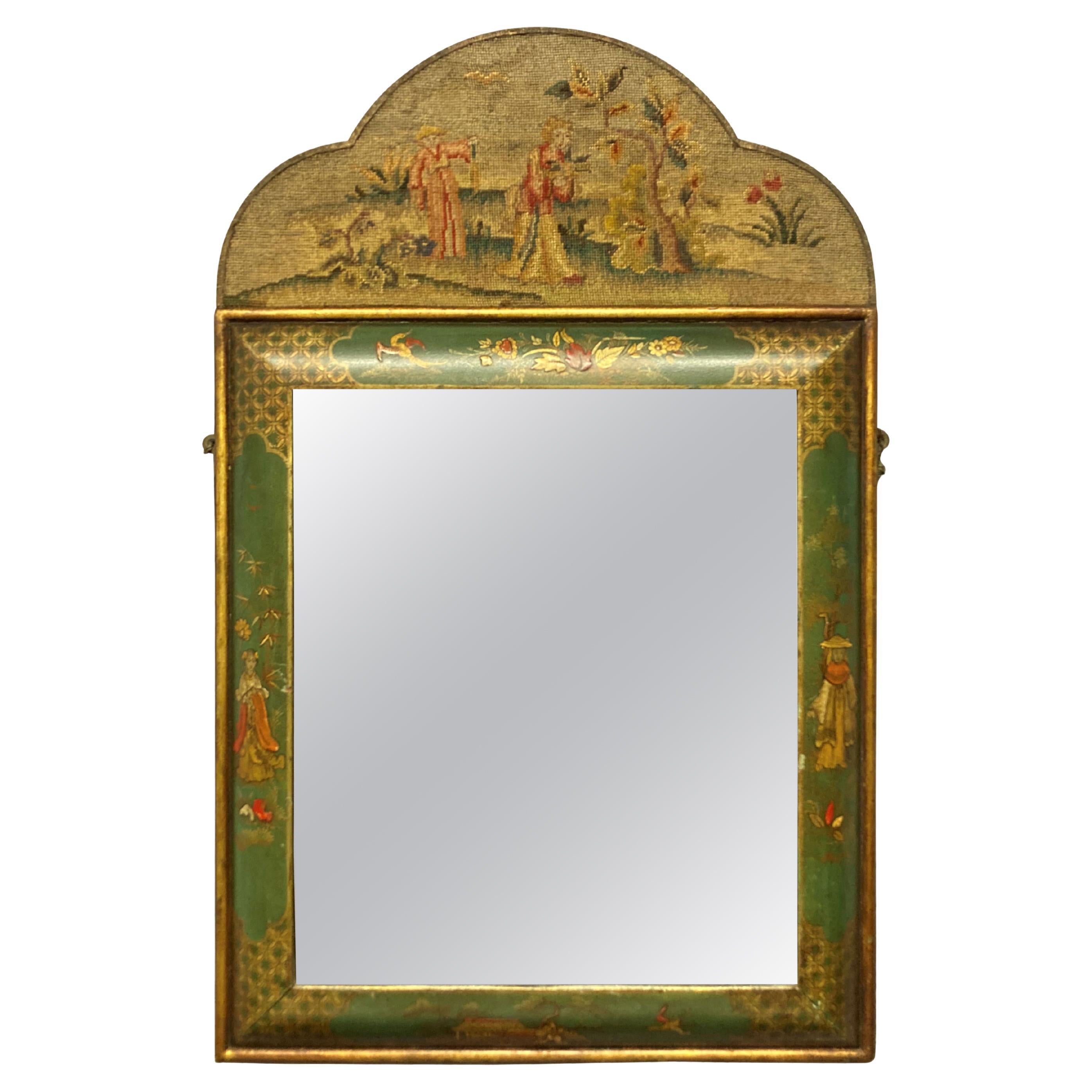 Queen Anne Style Frame Bleached Mahangony Field of Flower Crest For ...