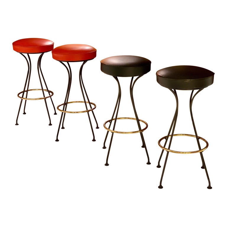Four Bar Stools, France 1950's For Sale at 1stDibs