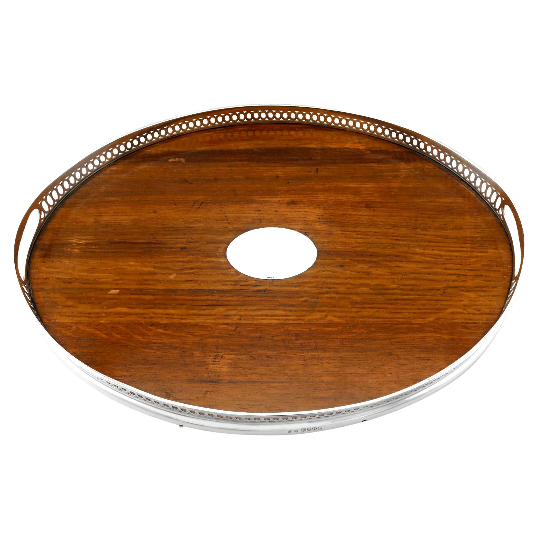 Sterling Silver-Mounted Inlaid Wood Gallery Tray at 1stDibs