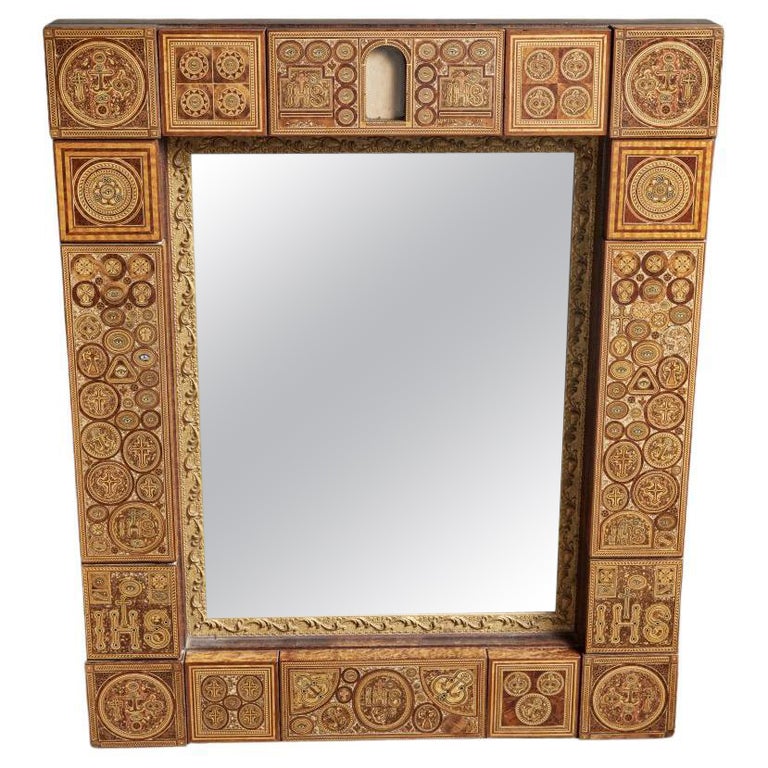 Inlaid Wood Mirror For Sale at 1stDibs