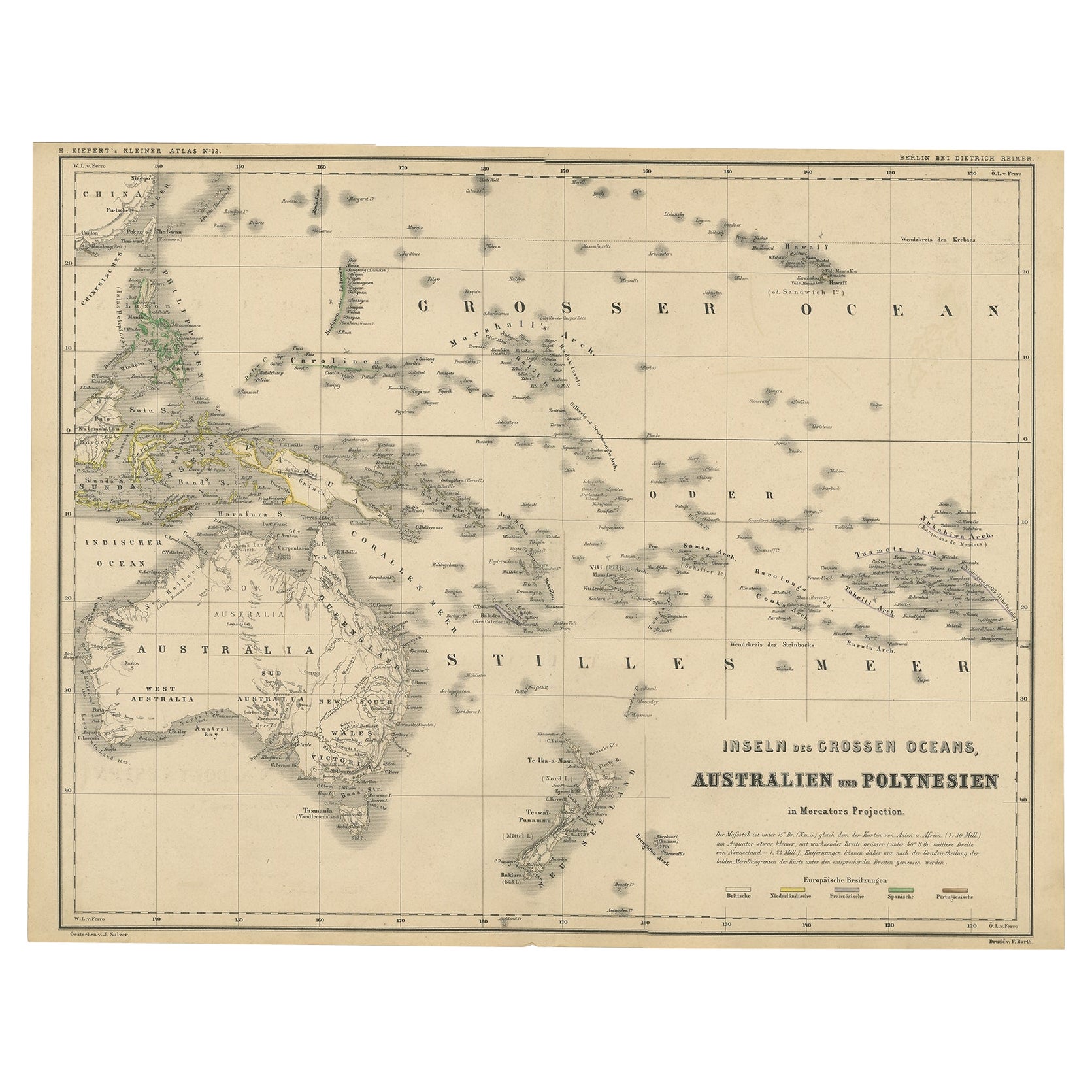 Home Décor Globes & Maps OCEANIA old map of Australia New-Zealand ...