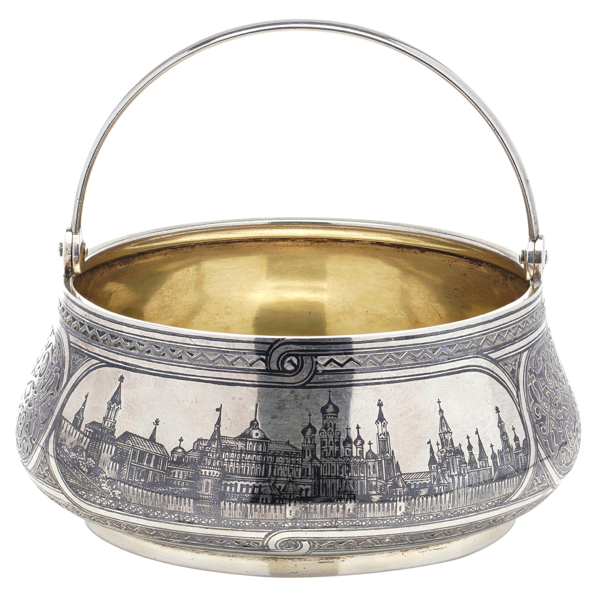 Antique Russian Silver and Niello Sugar Basket by Ignaty Sazikov For ...