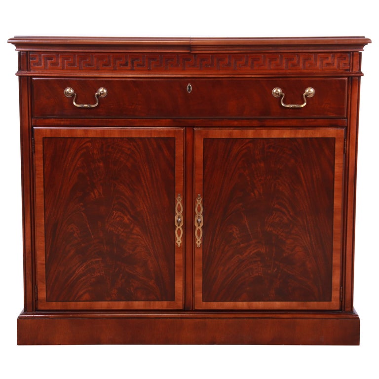 Drexel Heritage Regency Banded Mahogany Server or Bar Cabinet at 1stDibs