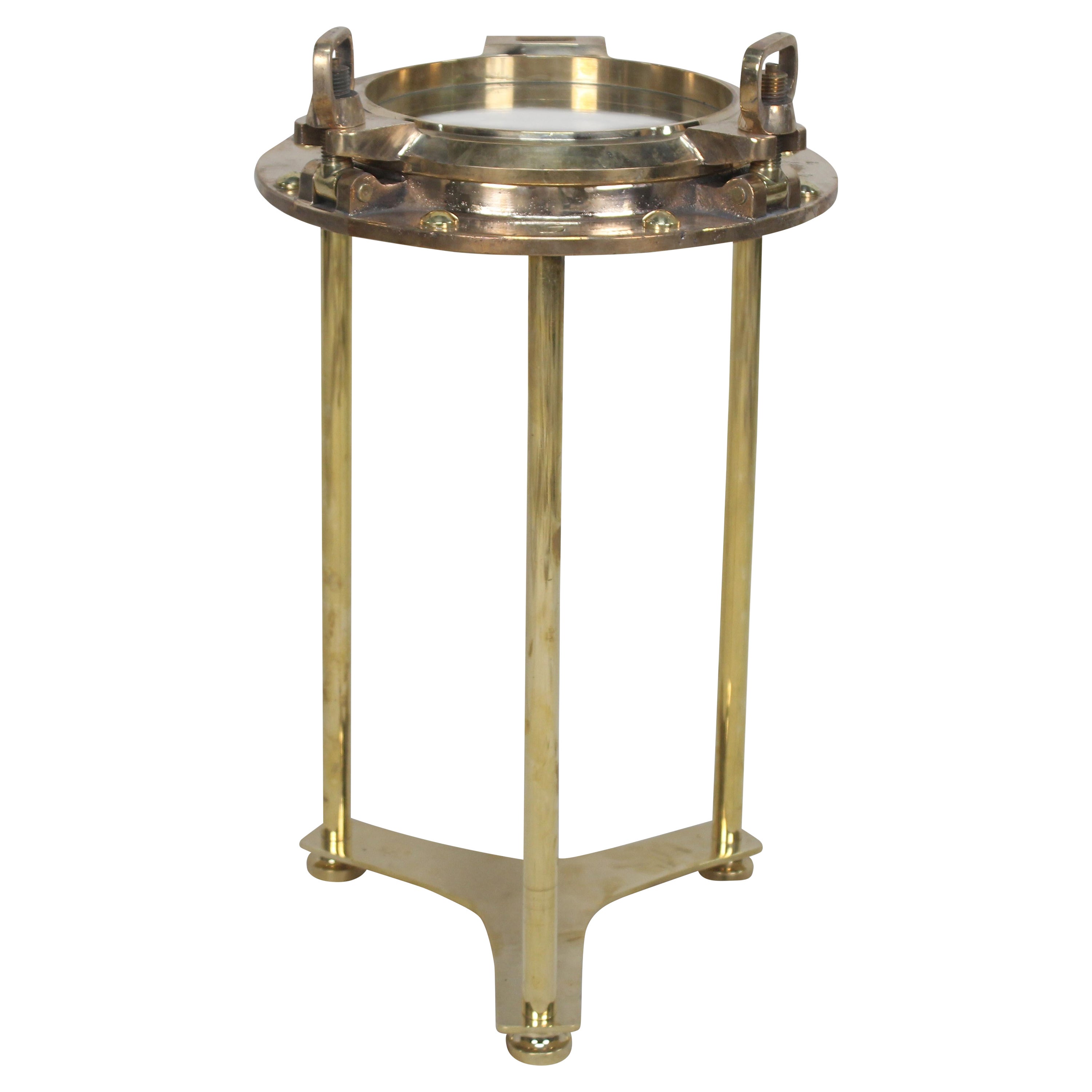 Nautical Antique Ship's Chrome Porthole Converted to a Table at 1stDibs