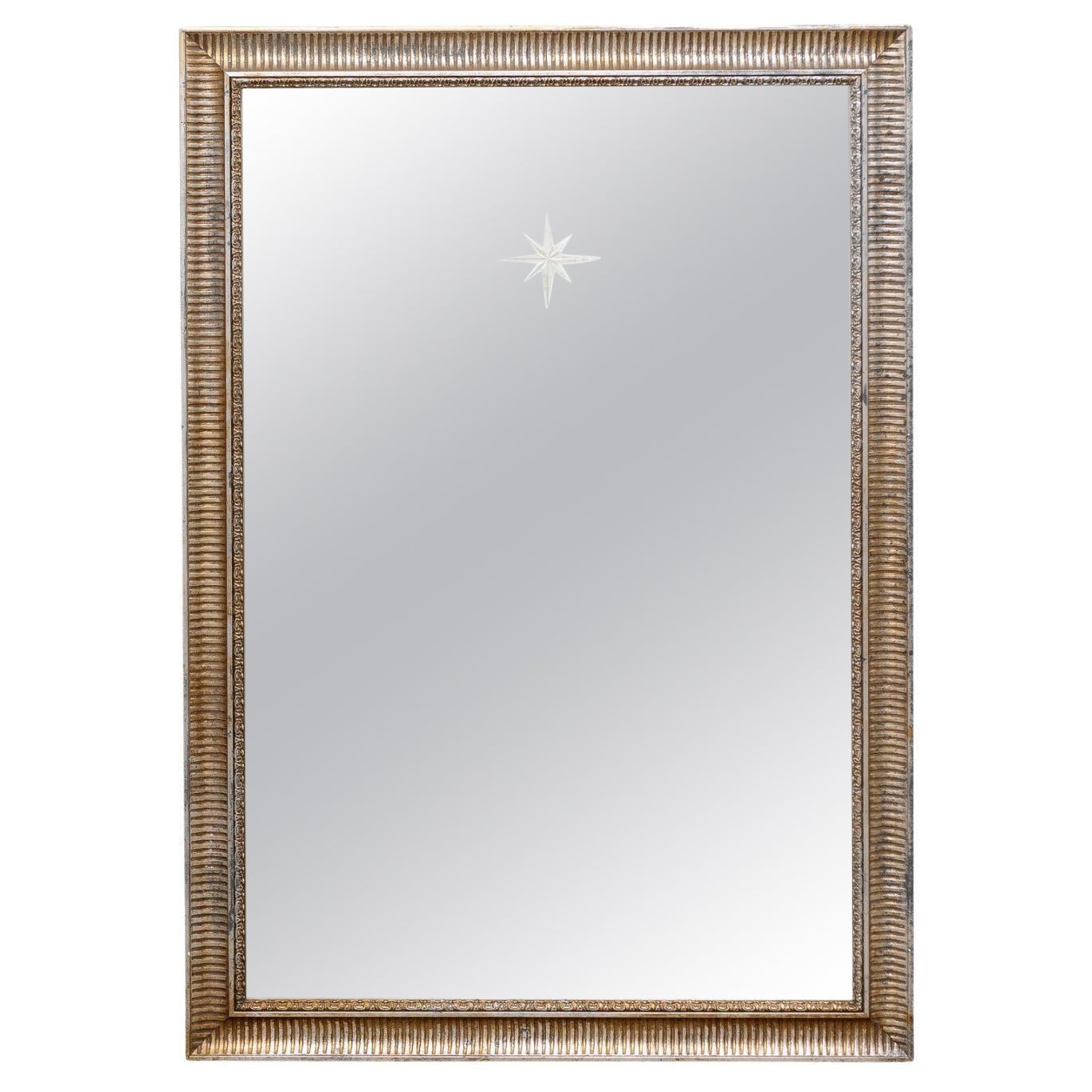 Glass Rod Mirror with 8 Metal Accents in Chrome For Sale at 1stDibs