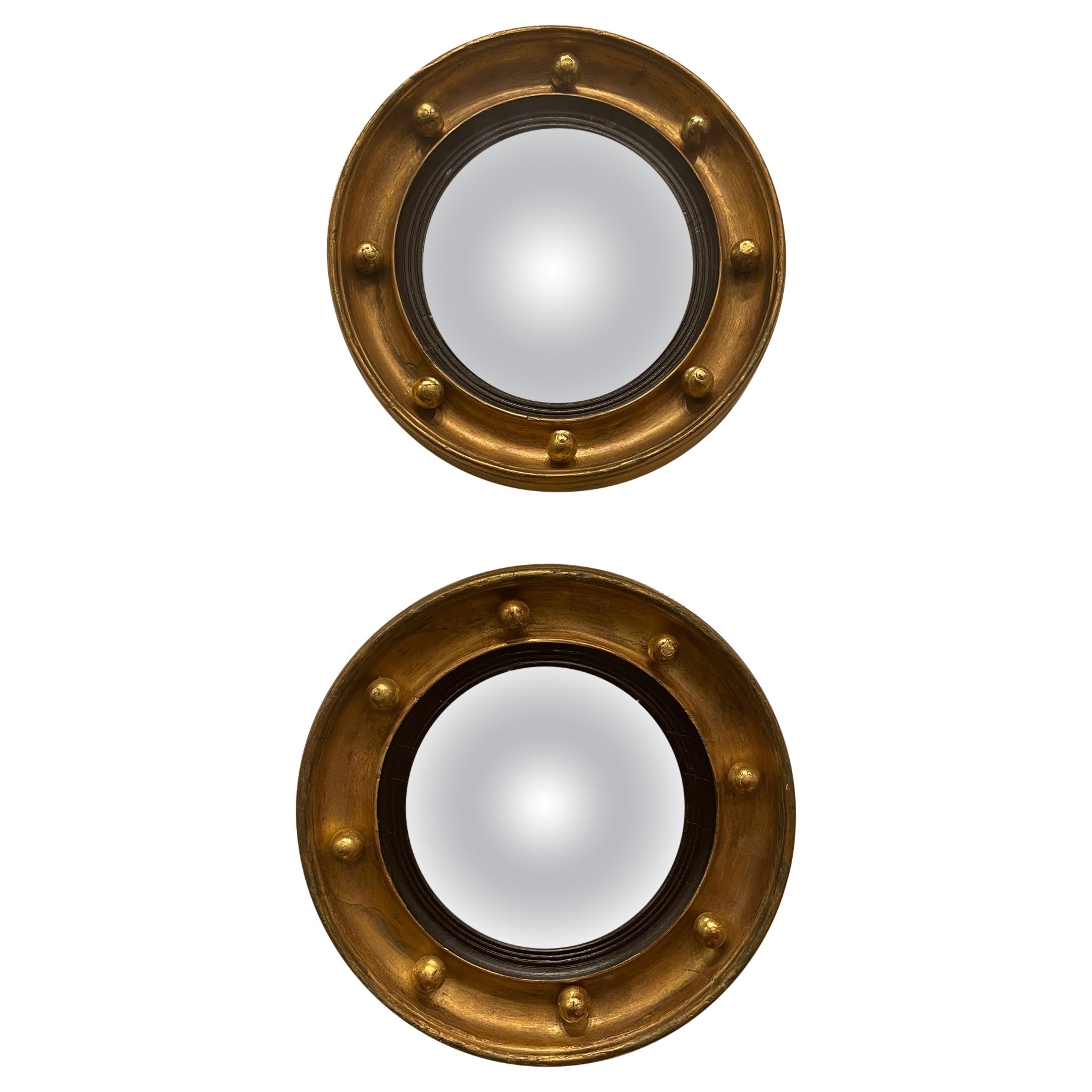 19th Century English Copper Bulls-Eye Convex Mirror For Sale at 1stDibs