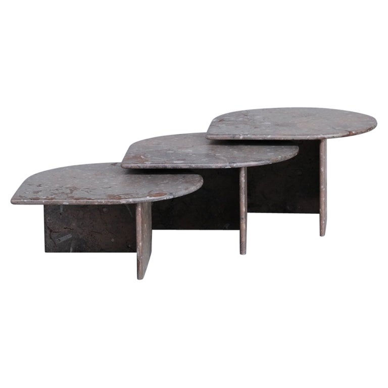 Mid-Century Ammonite Stone Nesting Coffee Tables at 1stDibs