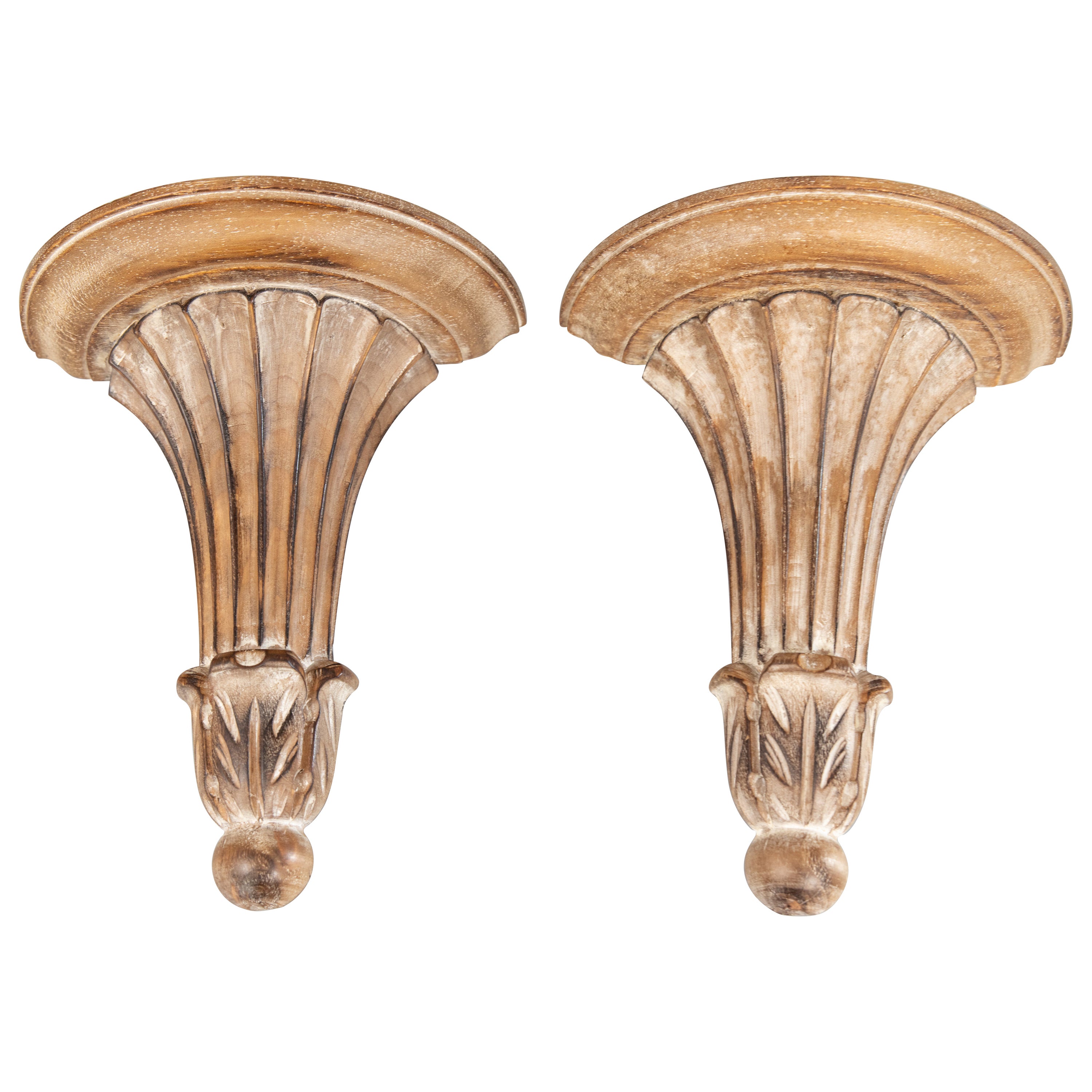Pair of Italian Wood Architectural Wall Brackets For Sale at 1stDibs