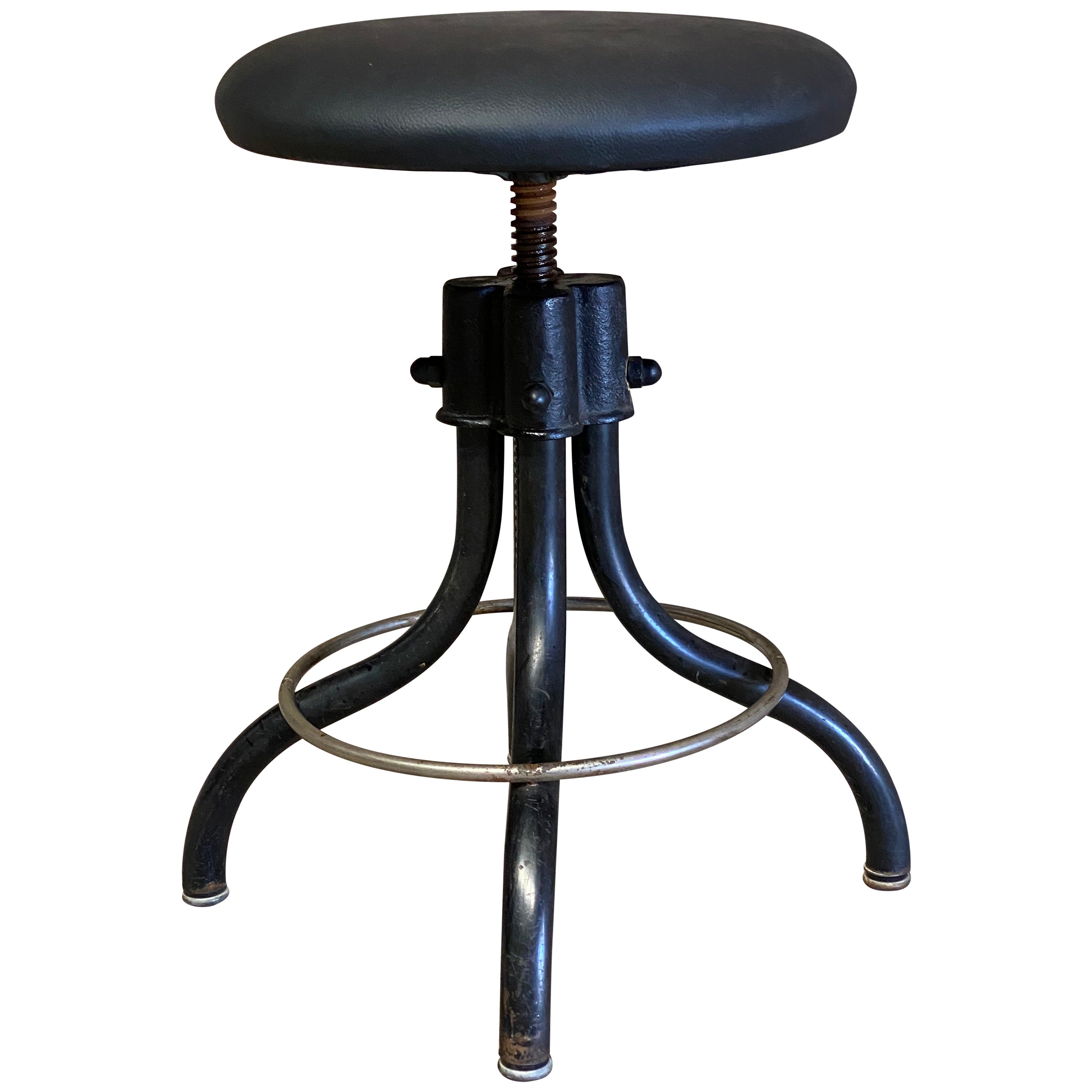 Pair of adjustable industrial bar stools at 1stDibs