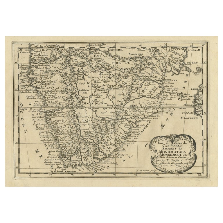 Original Copperplate Engraved Detailed Map of South Africa, ca.1680 For ...