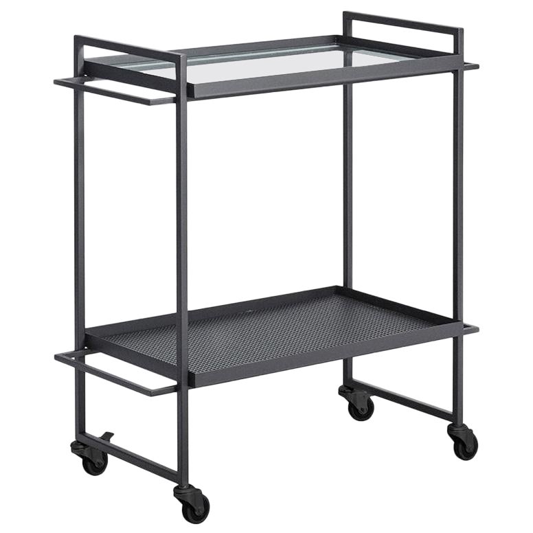 Sushi Kart Trolley Black with red yellow, beige, green shelves, golden ...