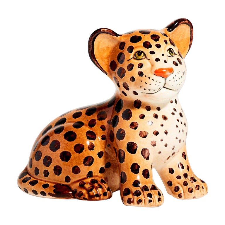Hand Painted Italian Ceramic Leopard Cub at 1stDibs