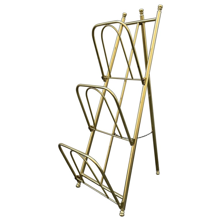 Three Tier Brass Magazine Rack For Sale at 1stDibs | 3 tier magazine holder