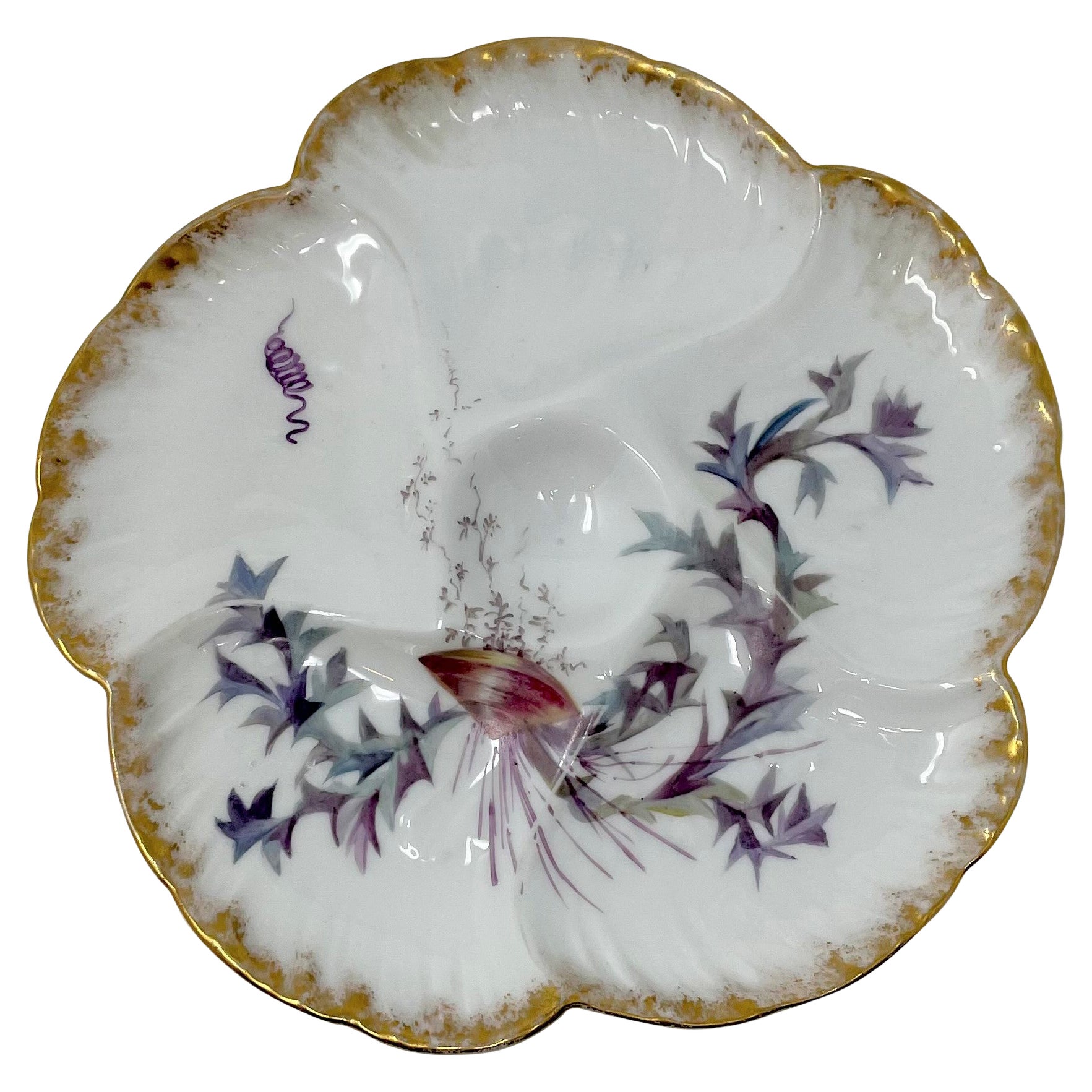 Antique French Limoges Oyster Plate, c. 1890-1900s at 1stDibs