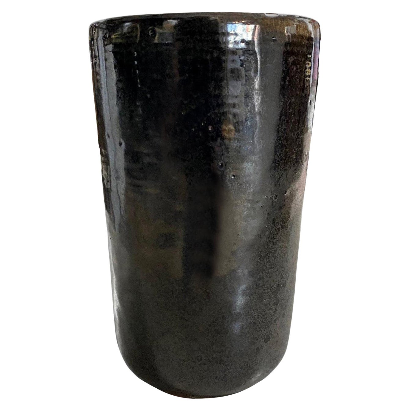 Wishon-Harrell Studio Art Pottery Ceramic Lidded Vase with Appliqué ...