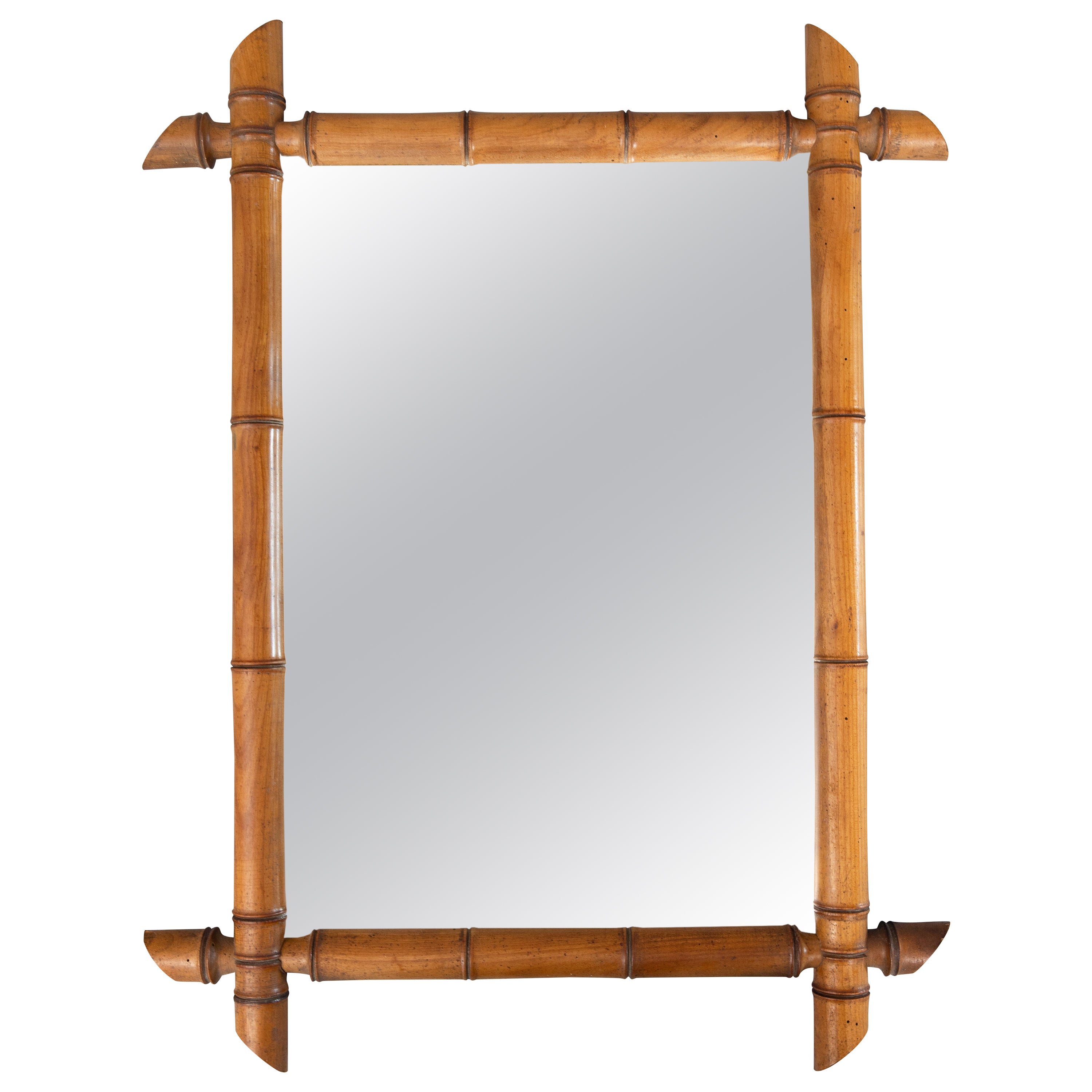 19th Century French Bamboo Diamond Rhombus Shape Mirror For Sale at 1stDibs